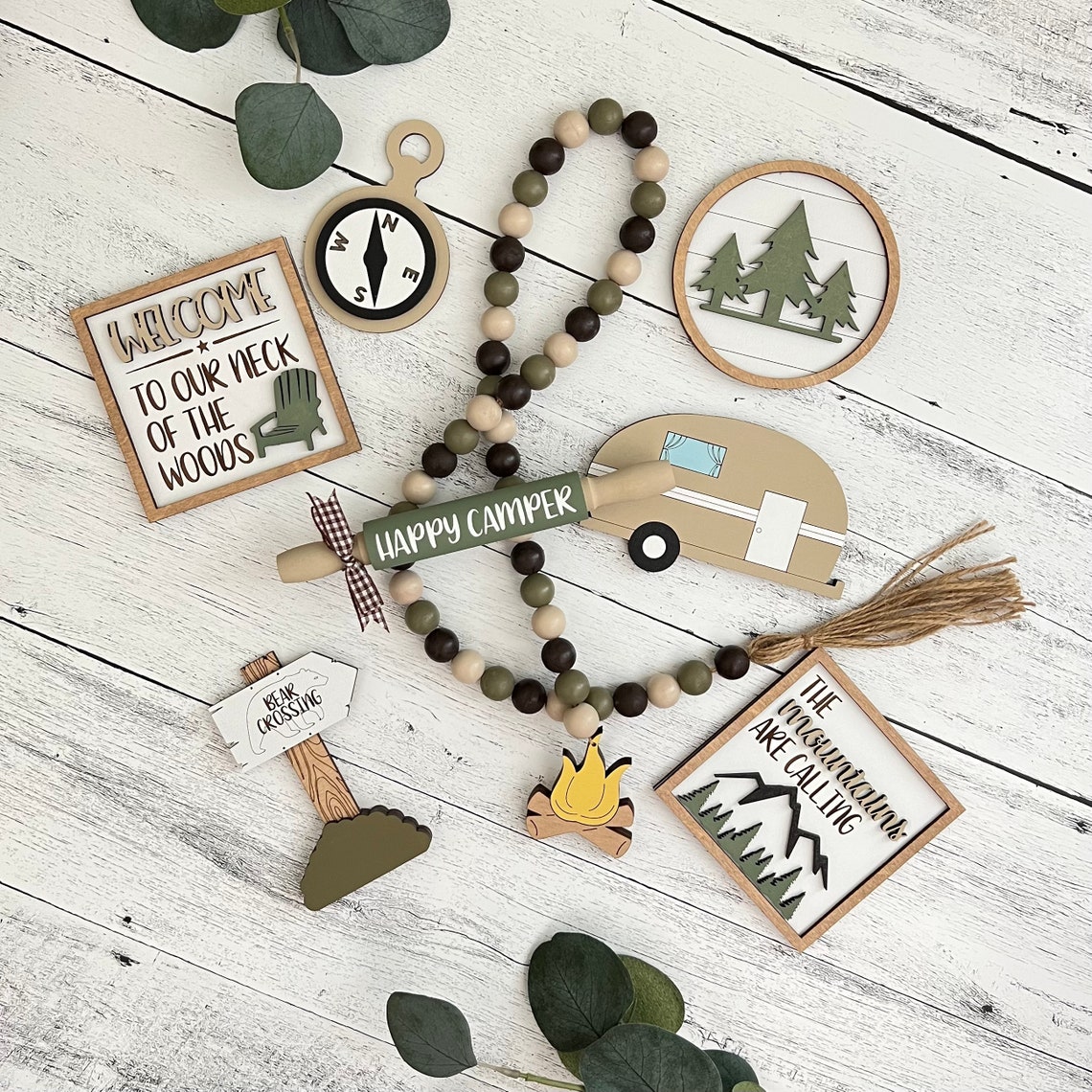 BUNDLE // Camping Tiered Tray Decor // Woodland Themed Signs - Etsy