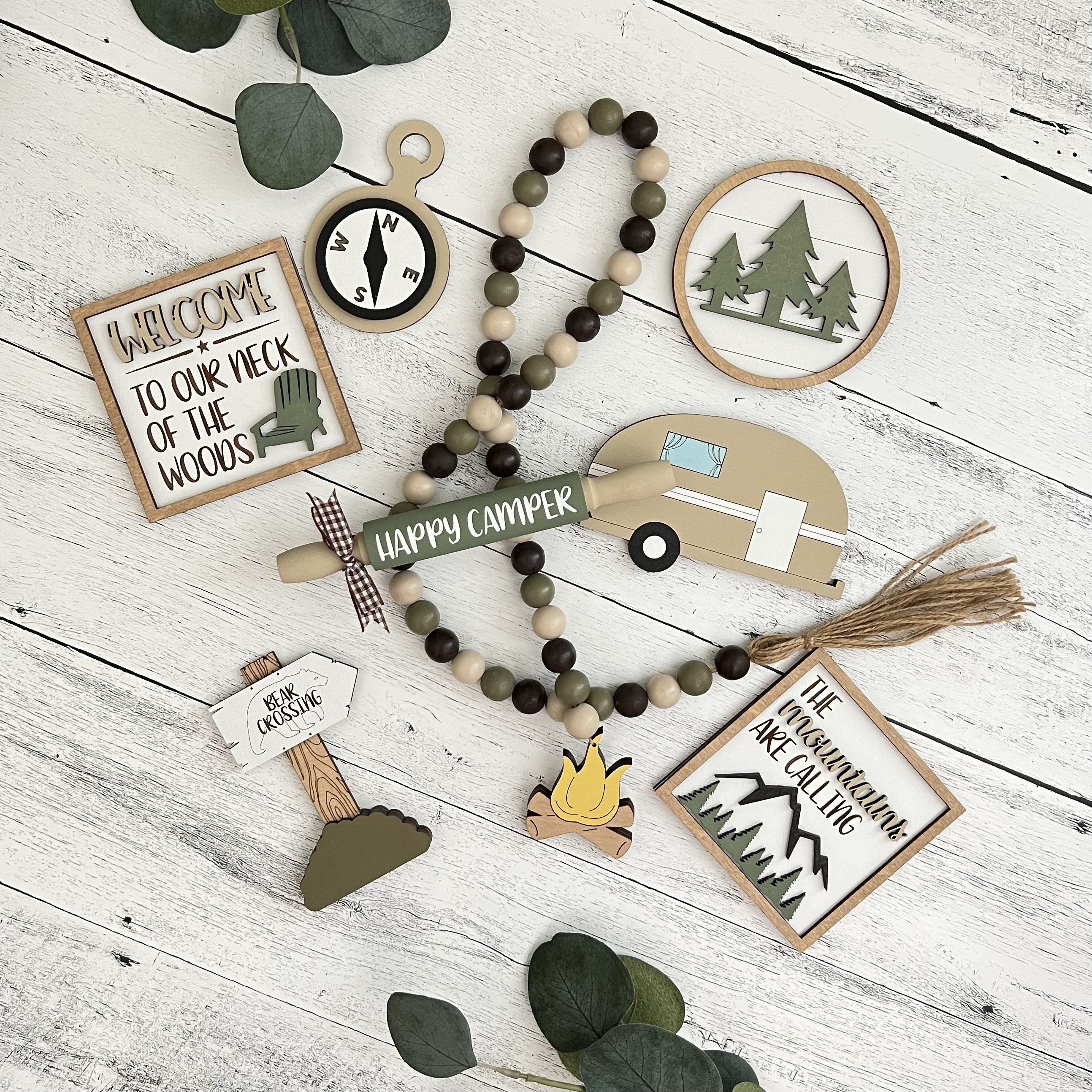 BUNDLE // Camping Tiered Tray Decor // Woodland Themed Signs - Etsy