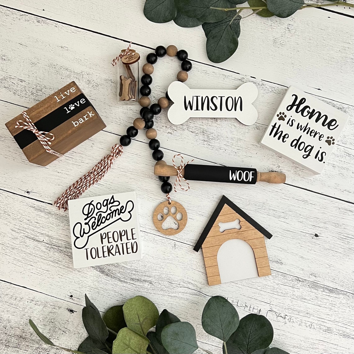 BUNDLE // Dog Themed Tiered Tray Decor // Dog Themed Signs // | Etsy