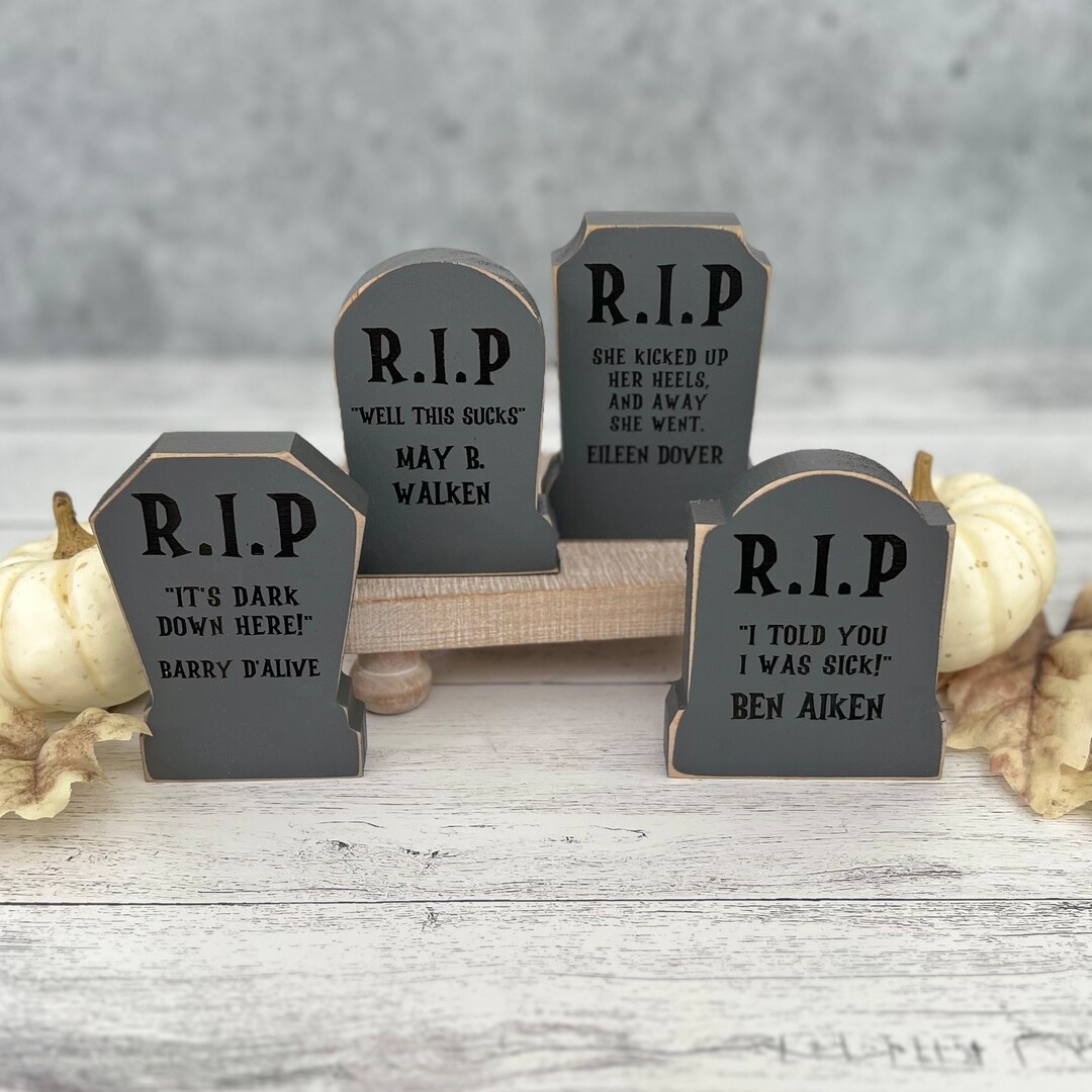 Wooden Tombstone Shelf Sitter // Chunky Wooden Gravestone // Halloween ...