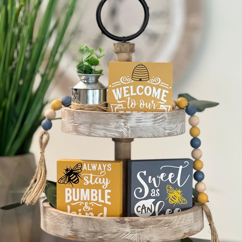 BUNDLE // Bee Themed Tier Tray Decor // Bumble Bee Themed Tier Tray ...