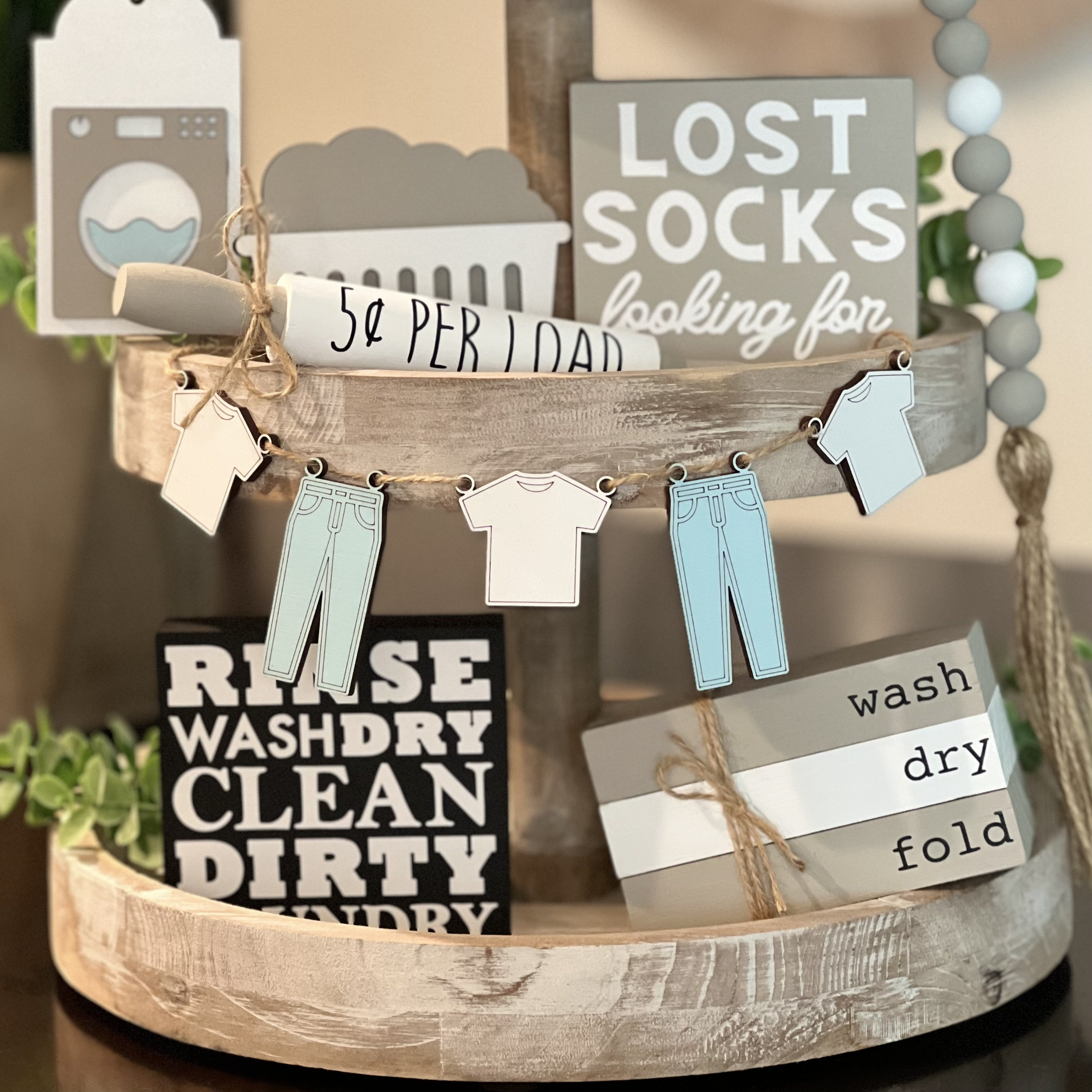 BUNDLE // Laundry Room Themed Tiered Tray Decor // Laundry - Etsy