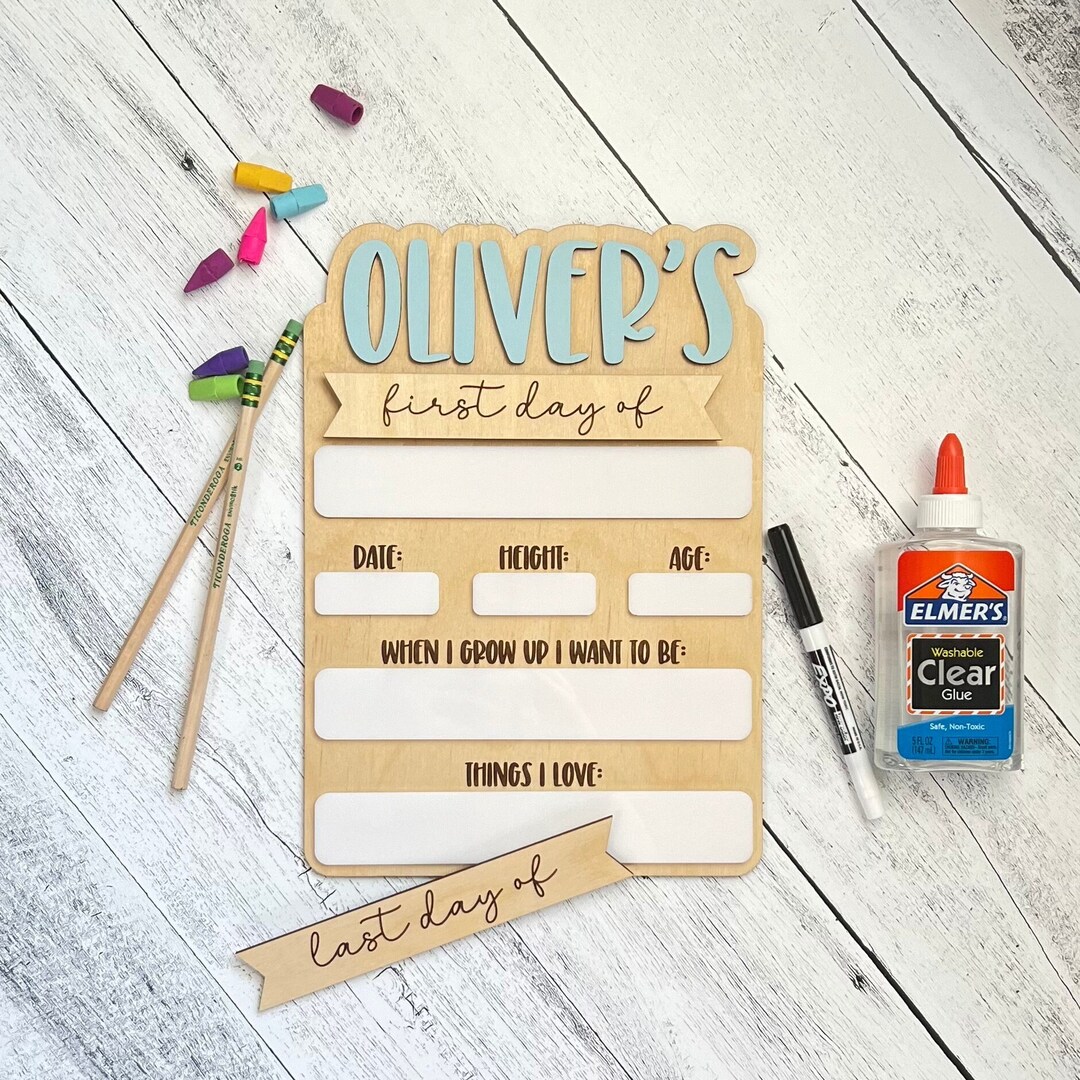 Personalized First Last Day of School School Photo Prop Sign // Dry ...