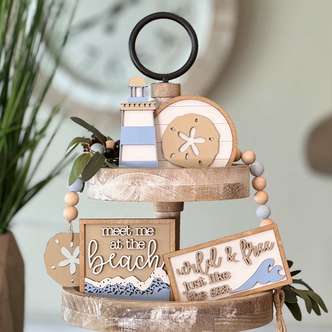 BUNDLE // Coastal Themed Tiered Tray Decor // Nautical Tier Tray Decor ...