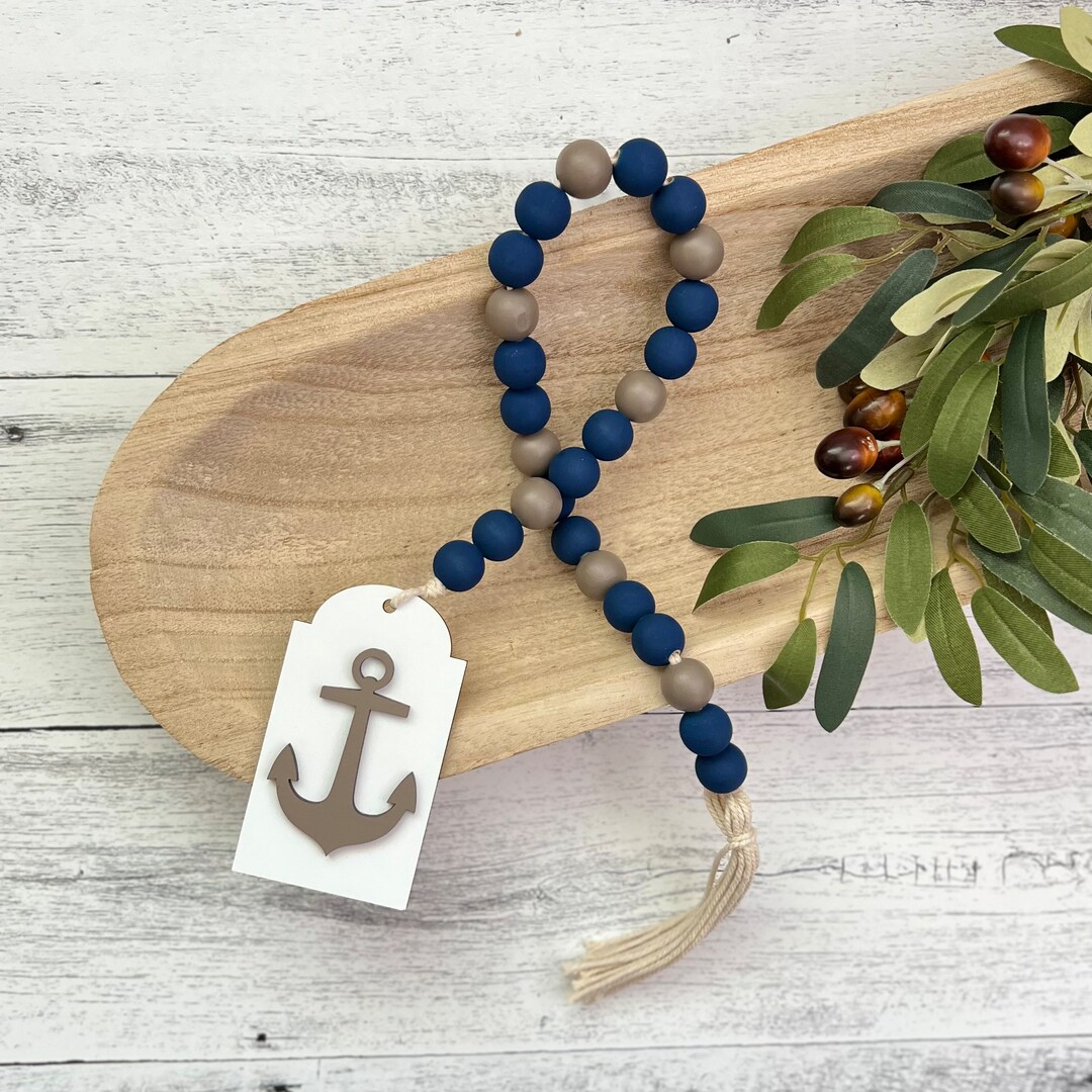 Nautical Wooden Bead Garland // Farmhouse Beads // Lake House Decor ...