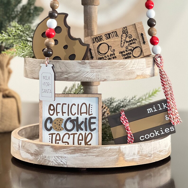 BUNDLE // Milk & Cookies Themed Tiered Tray Decor // Christmas - Etsy