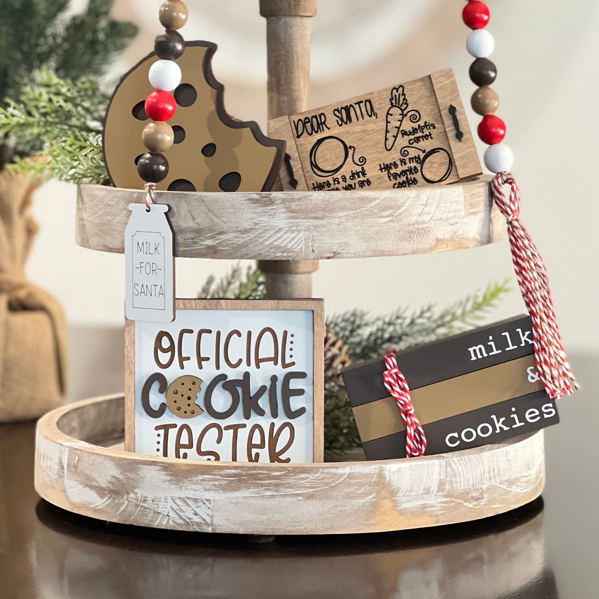 BUNDLE // Milk & Cookies Themed Tiered Tray Decor // Christmas - Etsy