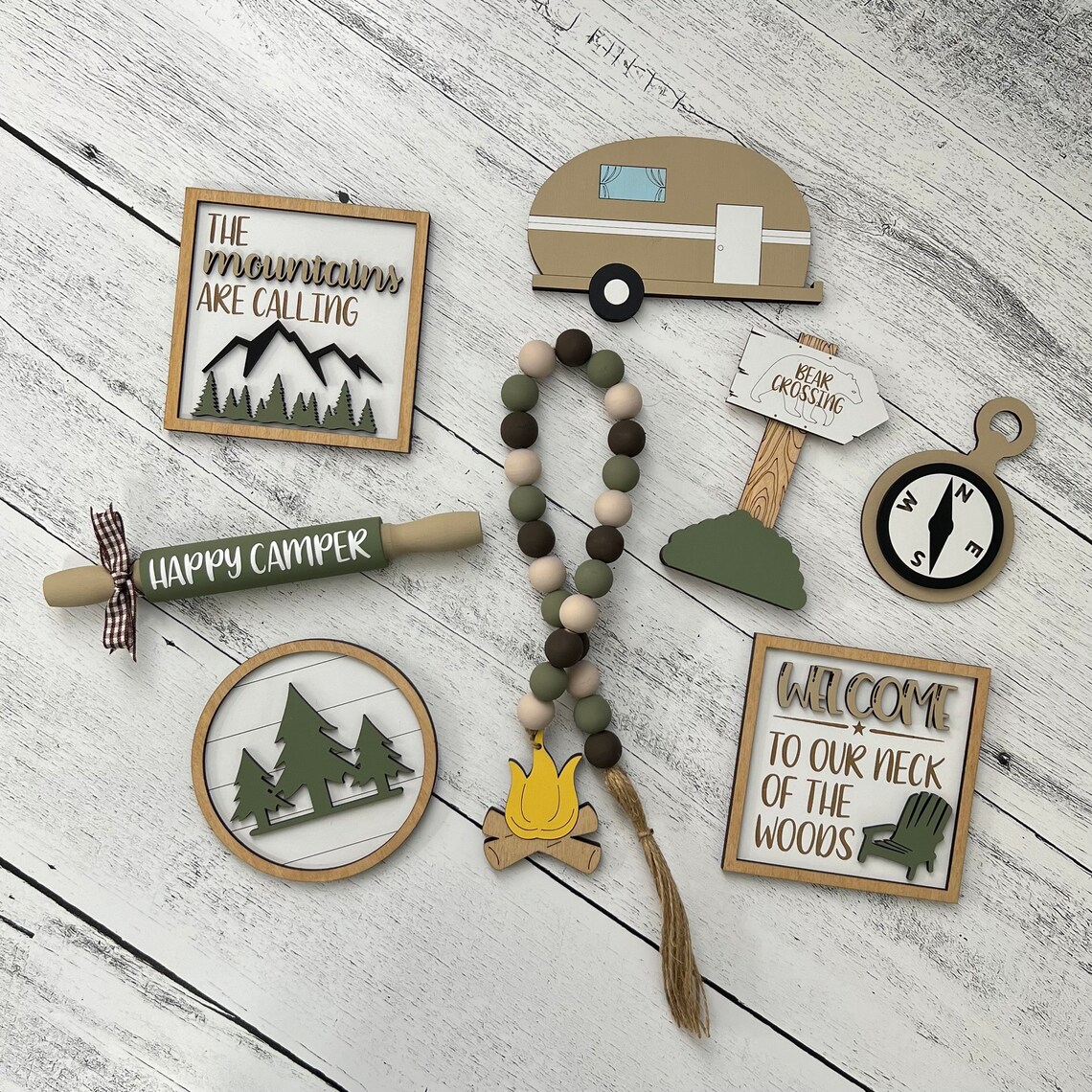 BUNDLE // Camping Tiered Tray Decor // Woodland Themed Signs - Etsy