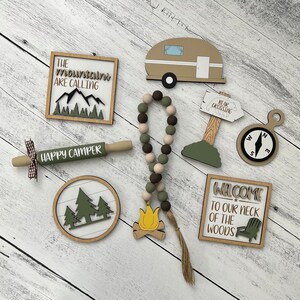 BUNDLE // Camping Tiered Tray Decor // Woodland Themed Signs // Cabin ...