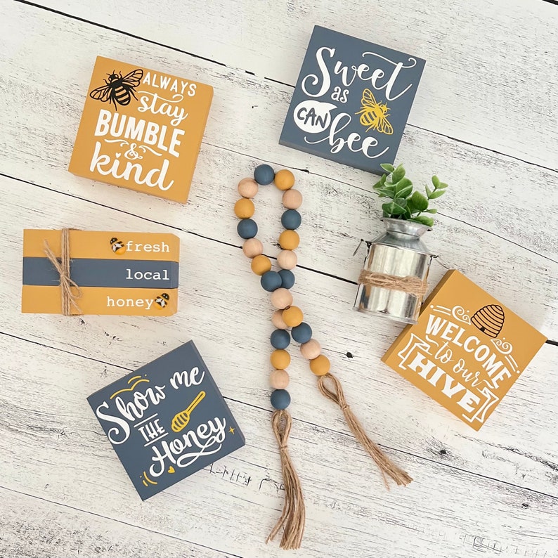 BUNDLE // Bee Themed Tier Tray Decor // Bumble Bee Themed Tier Tray ...