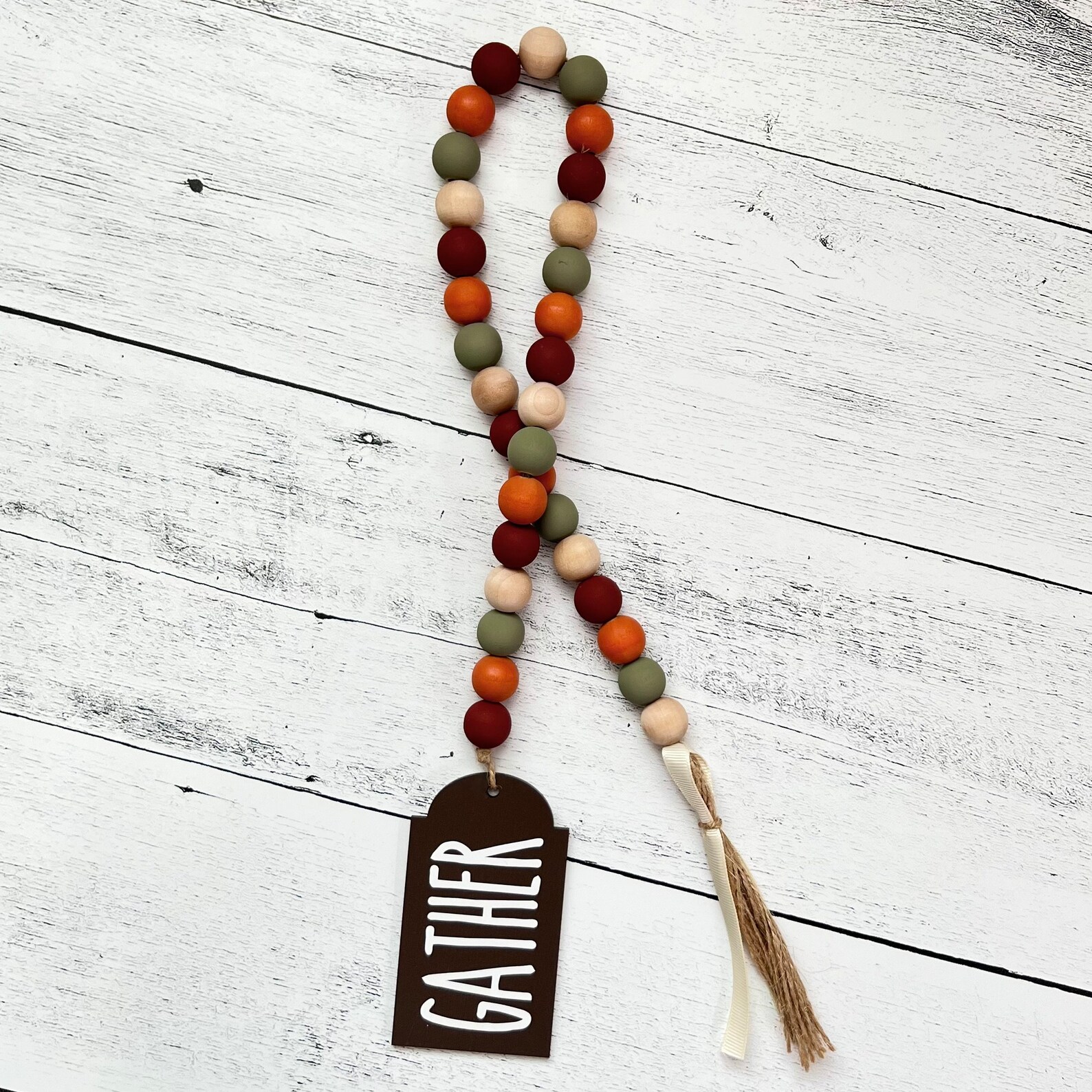 Fall Themed Wooden Bead Garland // Farmhouse Beads // Farmhouse Decor ...