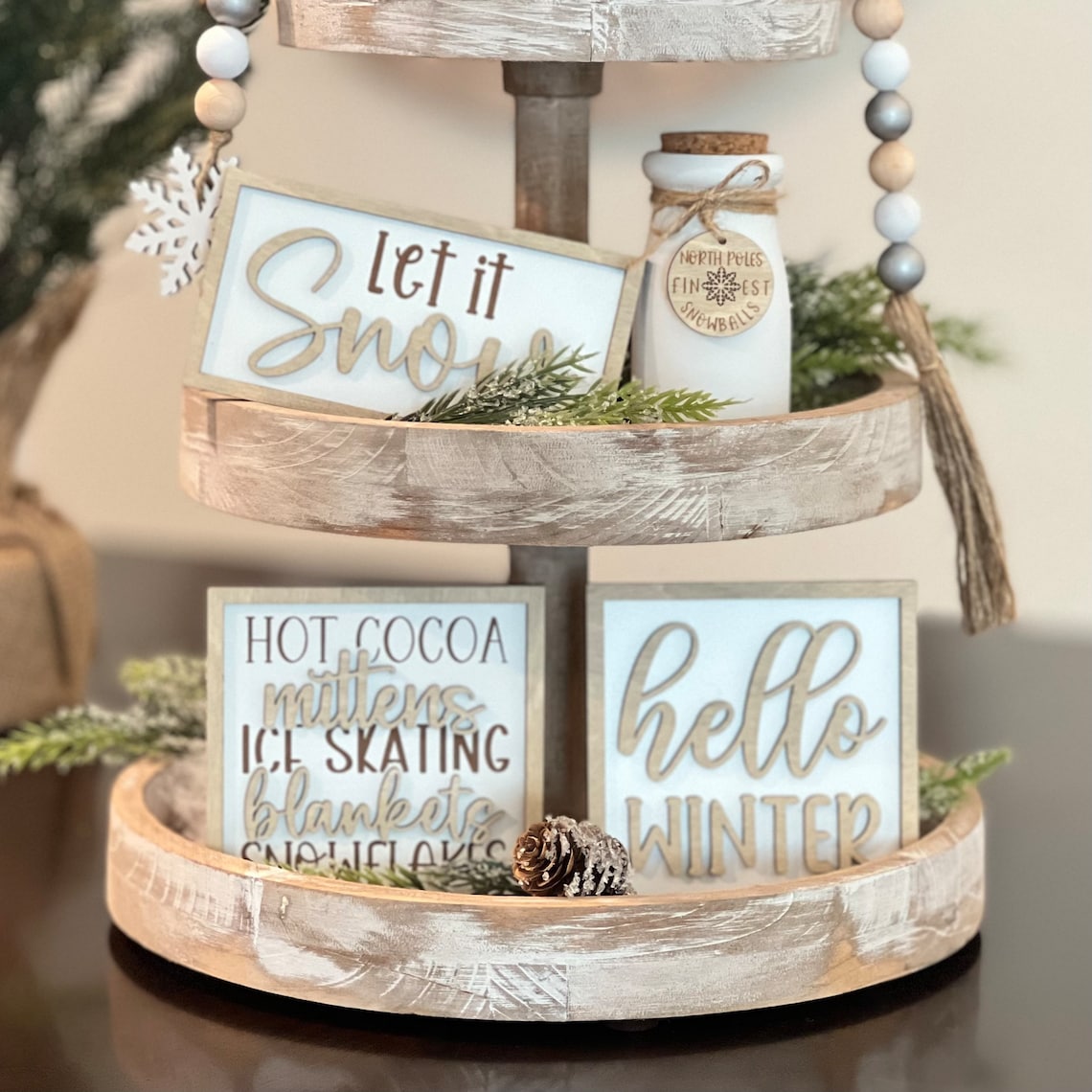 BUNDLE // Classic Winter Themed Tier Tray Decor // Winter - Etsy