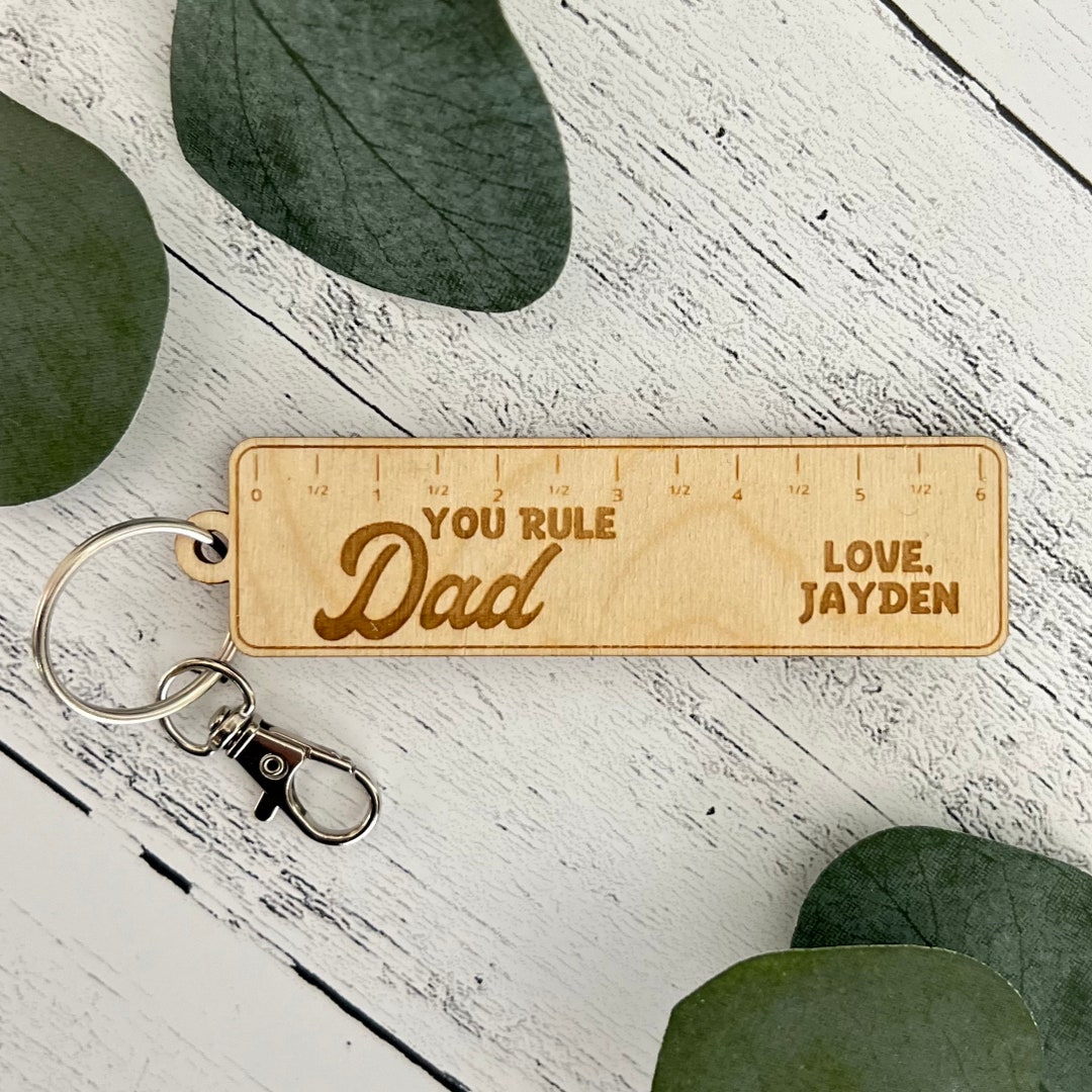 Personalized Father's Day Keychain // Dad You Rule Keychain // Father's Day Keepsake // Father's ...