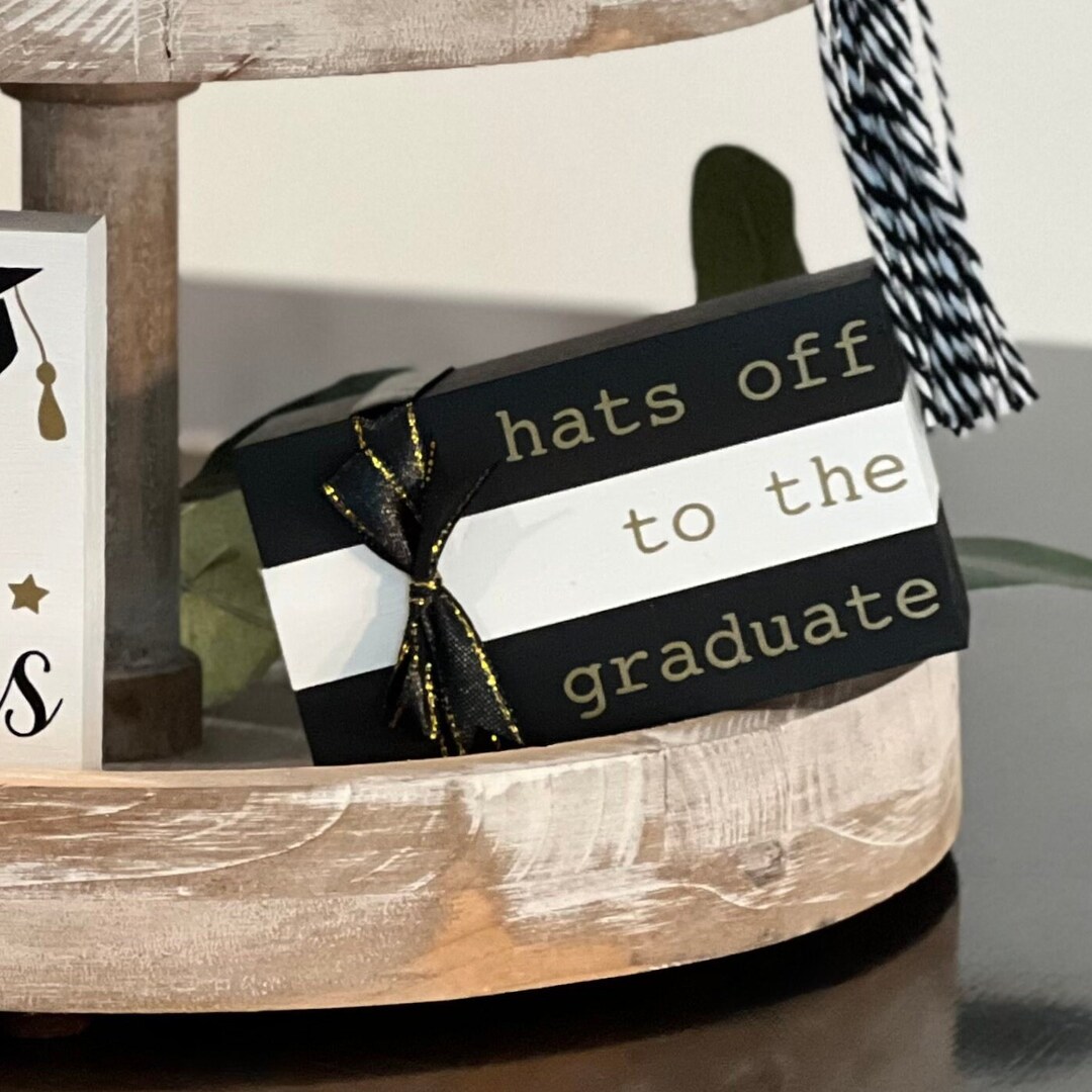 Mini Tier Tray Books // Graduation Themed Mini Book Stack // Graduation ...