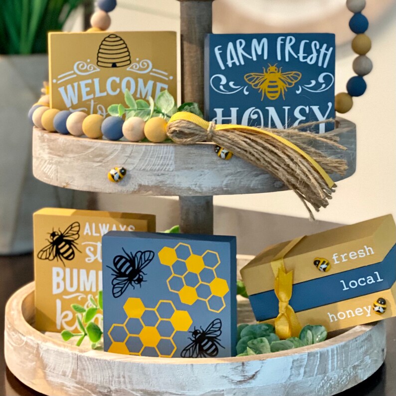BUNDLE // Bee Themed Tier Tray Decor // Bumble Bee Themed Tier | Etsy