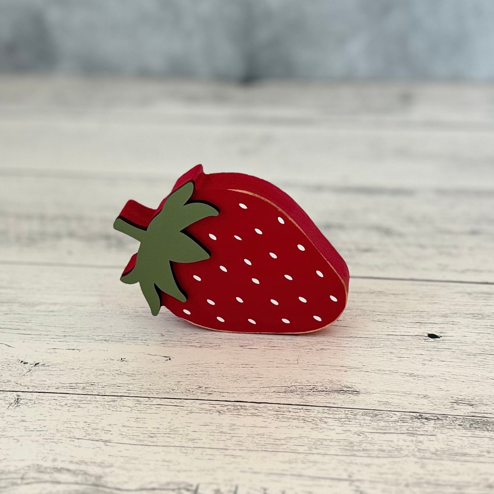 Chunky Wood Strawberry Shelf Sitter // Summer Tiered Tray Decor ...
