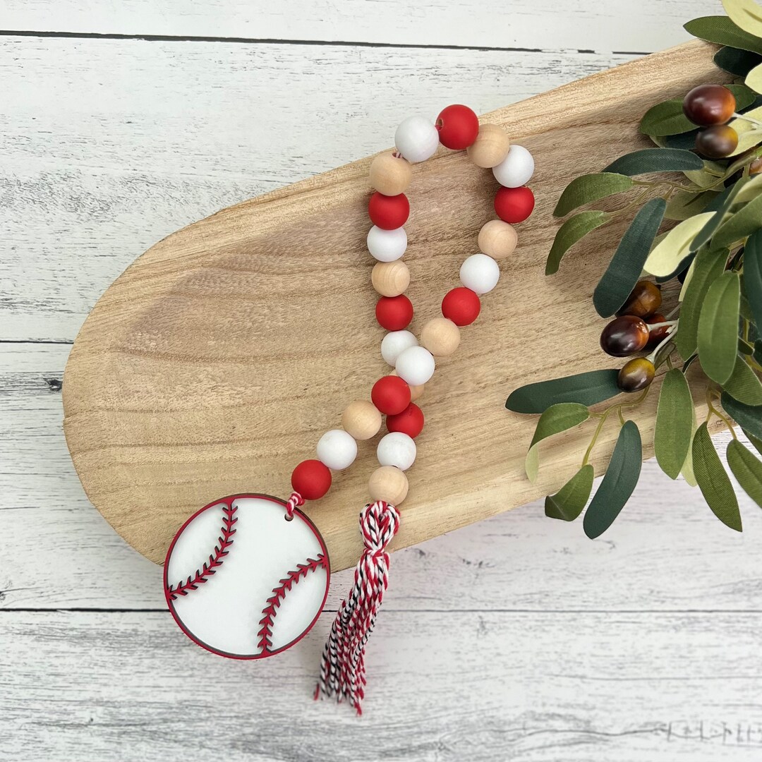 Baseball Wooden Bead Garland // Farmhouse Beads // Farmhouse Decor ...