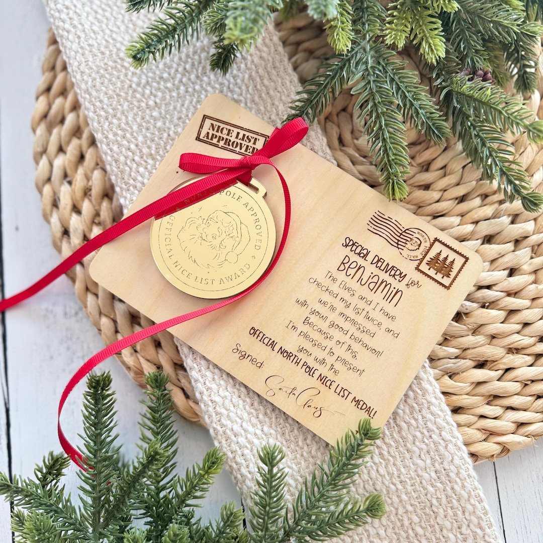 Santa Nice List Award Medal // Personalized Nice List Certificate ...
