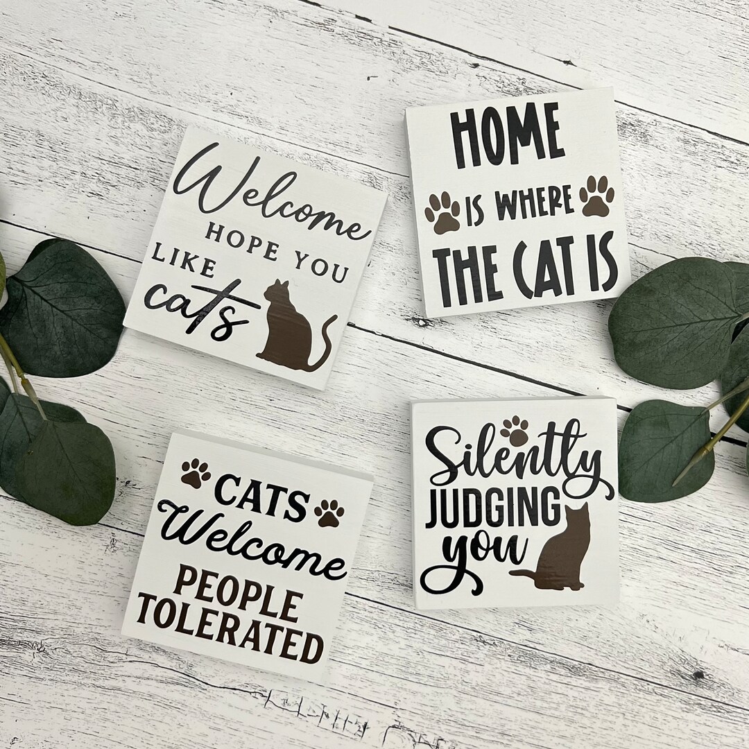 Tiered Tray Signs // Cat Themed Signs // Wood Signs // Tiered Tray ...