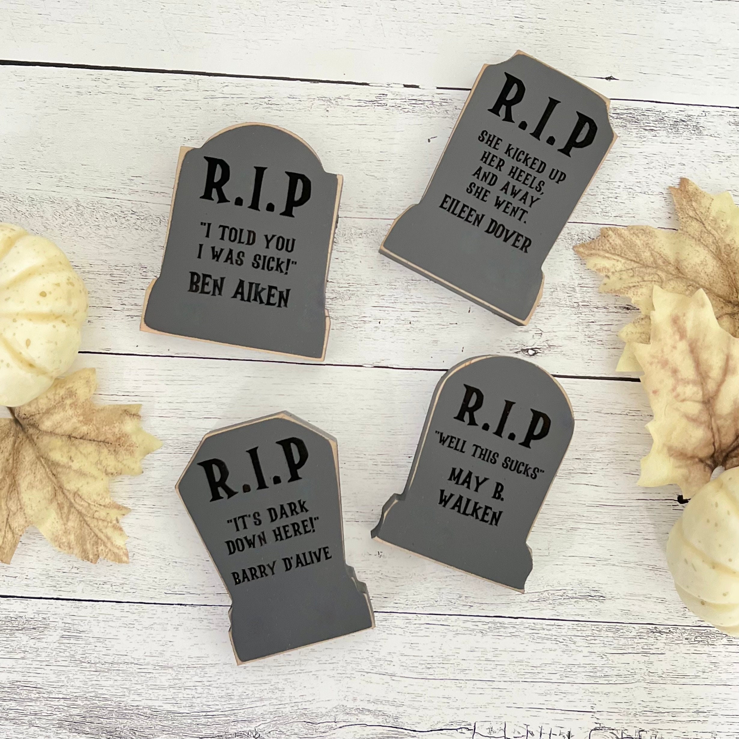 Wooden Tombstone Shelf Sitter // Chunky Wooden Gravestone // Halloween ...