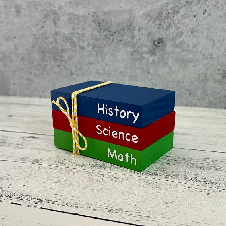 Mini Tier Tray Books // Back to School Themed Mini Book Stack // School ...