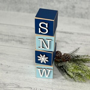 SET // Christmas Stacking Wooden Blocks // Winter Tiered Tray Decor ...
