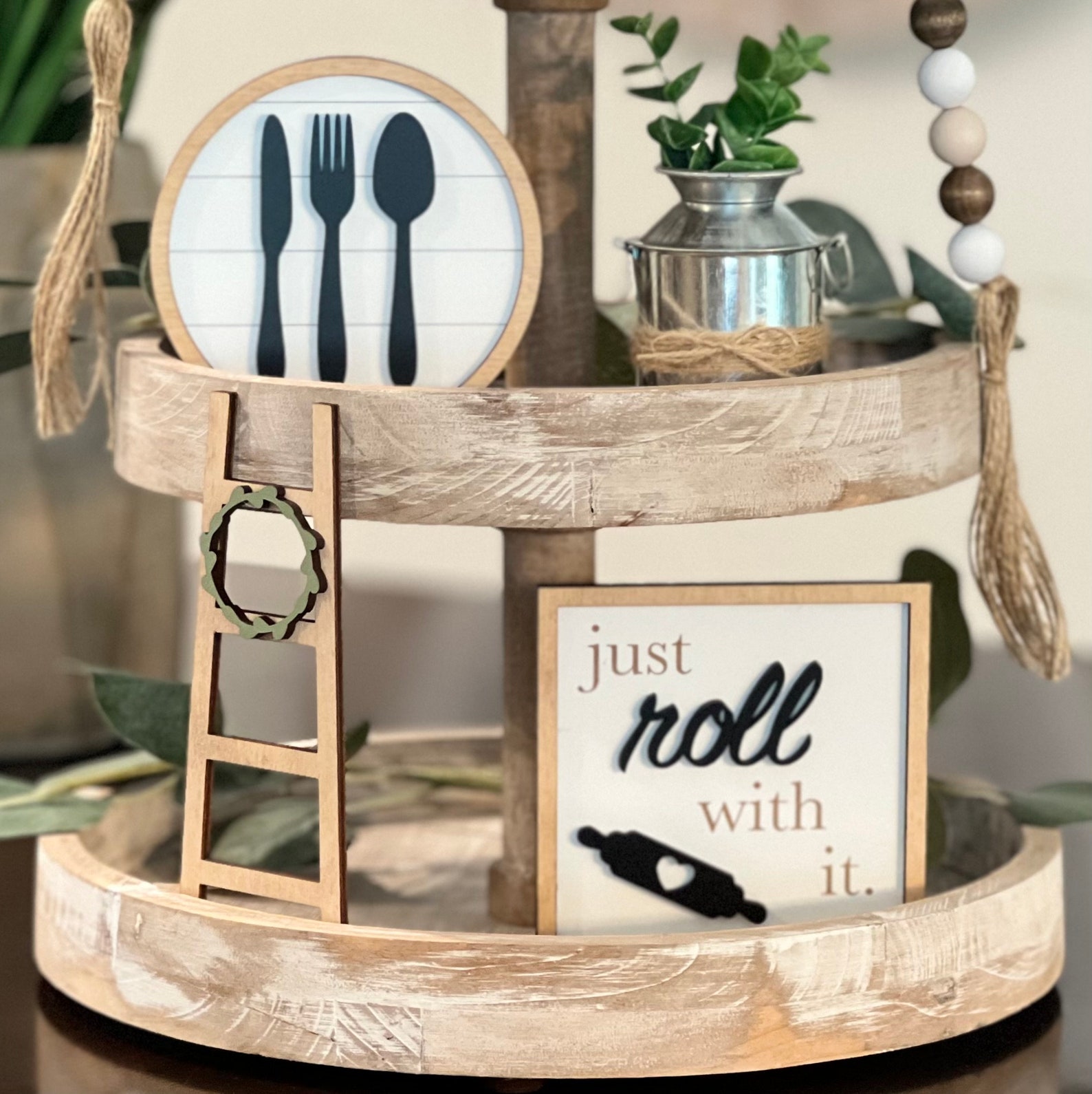 BUNDLE // Kitchen Themed Tiered Tray Decor // Farmhouse Kitchen Tiered ...