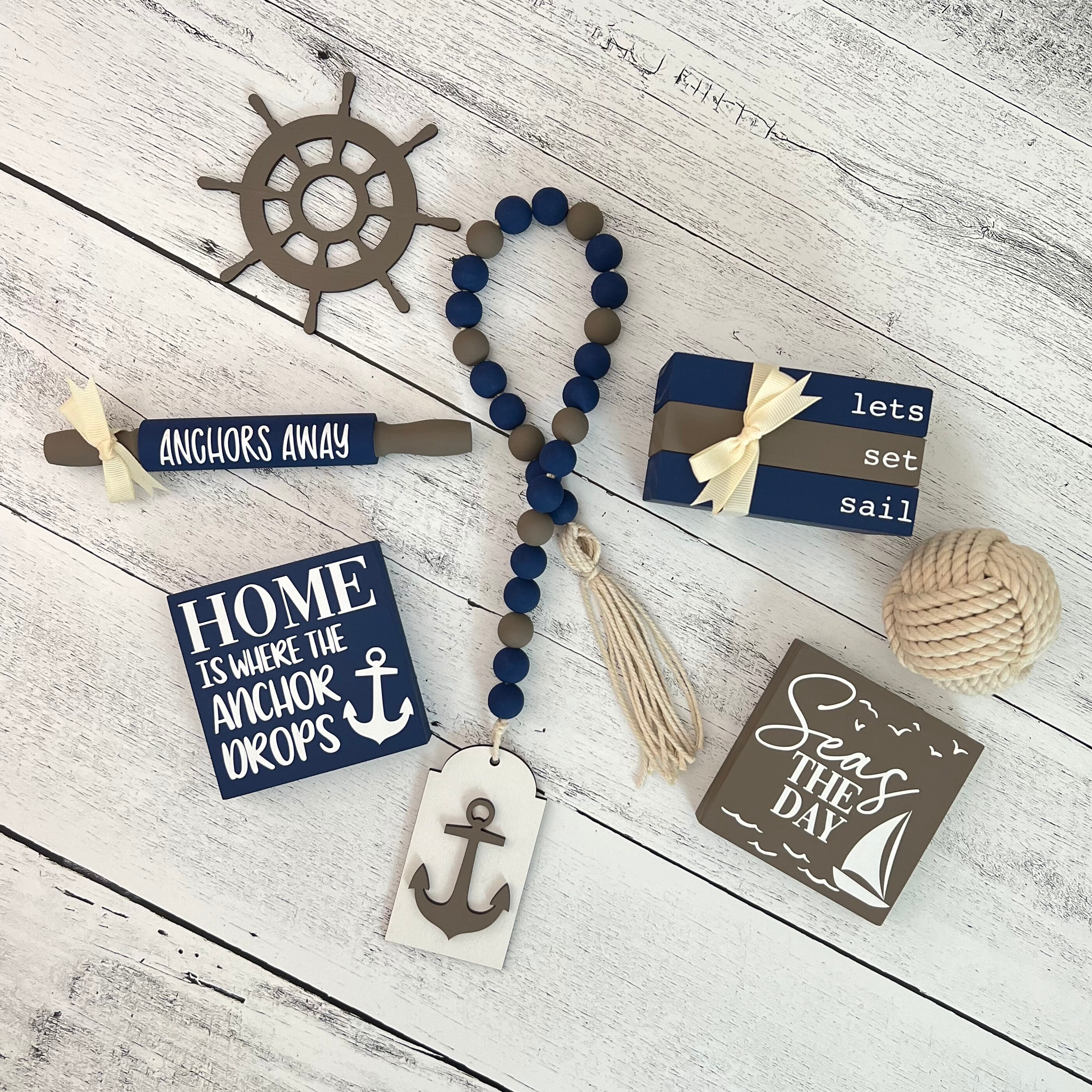 BUNDLE // Nautical Themed Tiered Tray Decor // Nautical Tier - Etsy