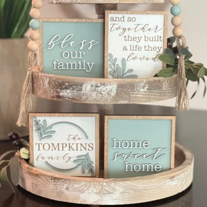 BUNDLE // Family Themed Tiered Tray Decor // Personalized Family Tiered ...