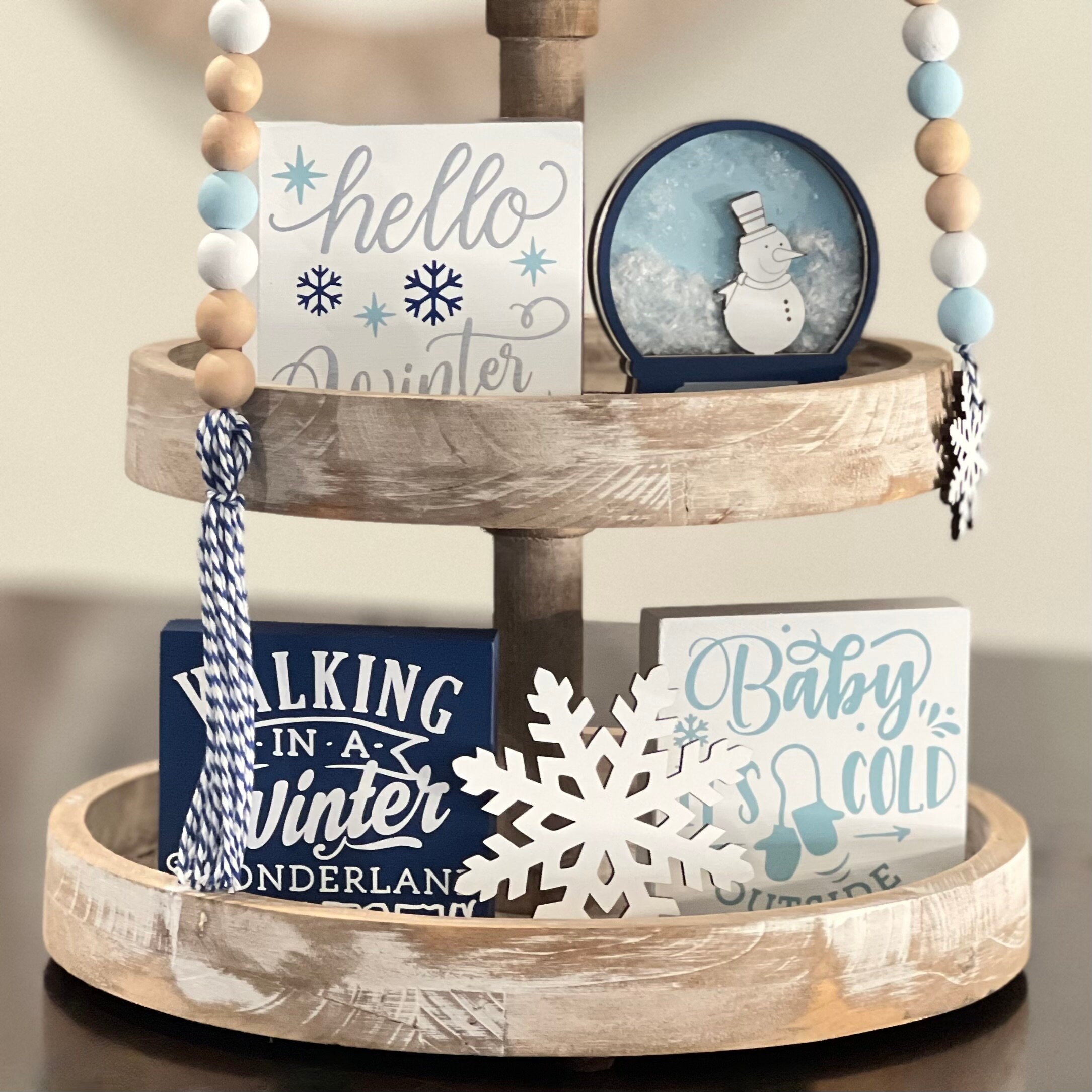 BUNDLE // Winter Themed Tier Tray Decor // Snow Themed Tiered Tray ...