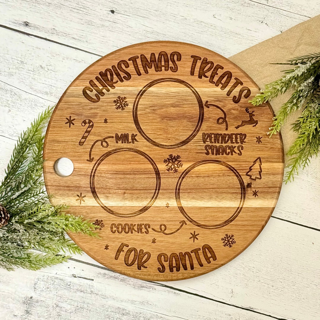Wooden Santa Milk and Cookie Tray // Christmas Eve Treat Tray // Wooden ...