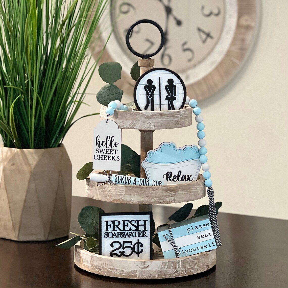 Mini Tier Tray Books // Bathroom Themed Mini Book Stack // Restroom ...