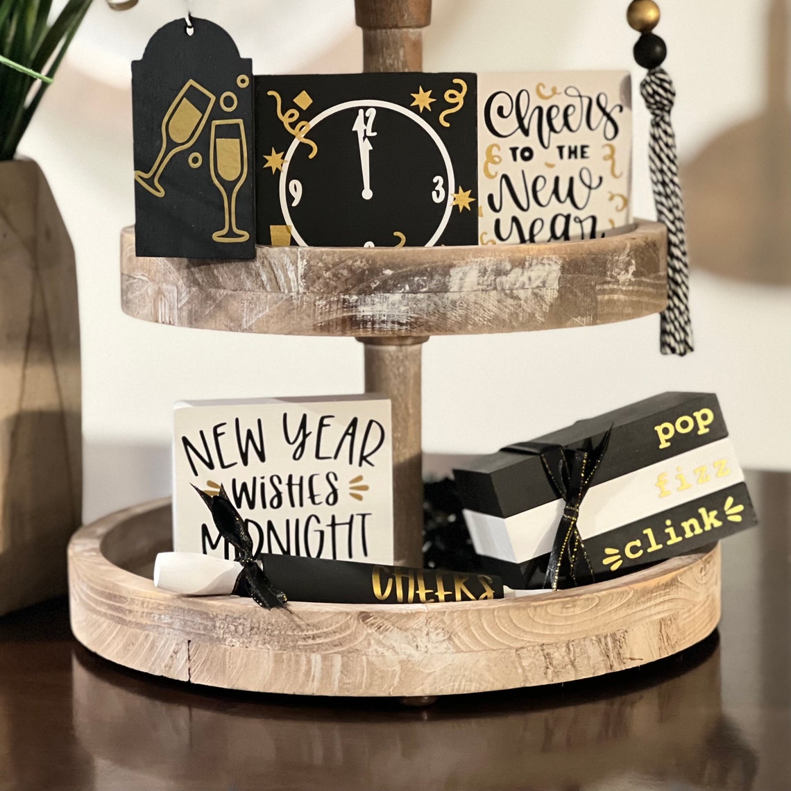 BUNDLE // New Years Tier Tray Decor // New Years Signs // Tier Tray ...