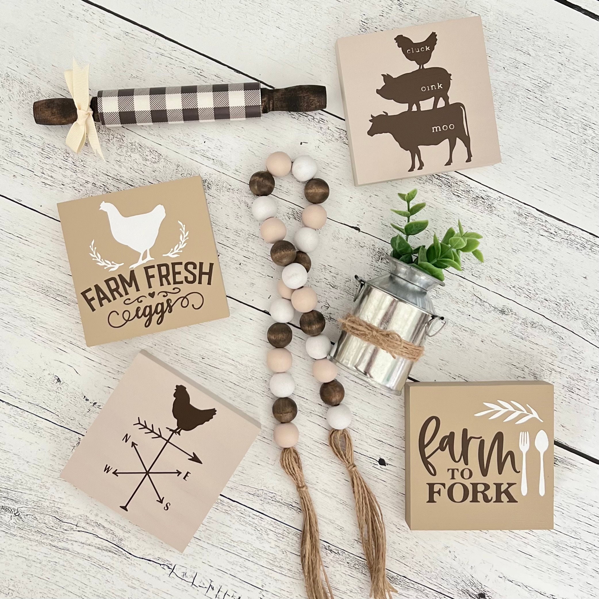 BUNDLE // Farmhouse Themed Tier Tray Decor // Farmhouse Signs // Tier ...