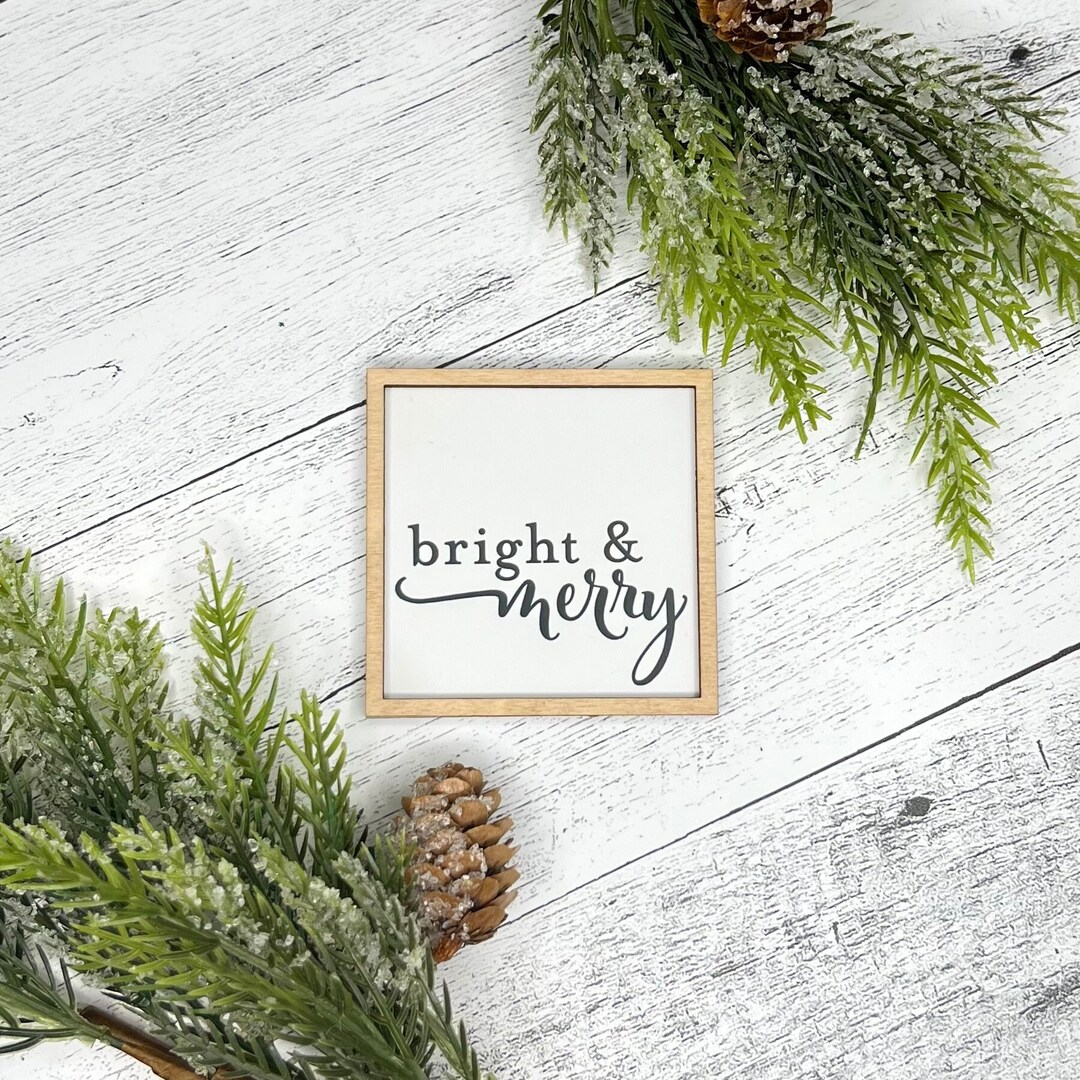 Mini Framed Christmas Sign // Bright & Merry Sign // Mini Christmas ...