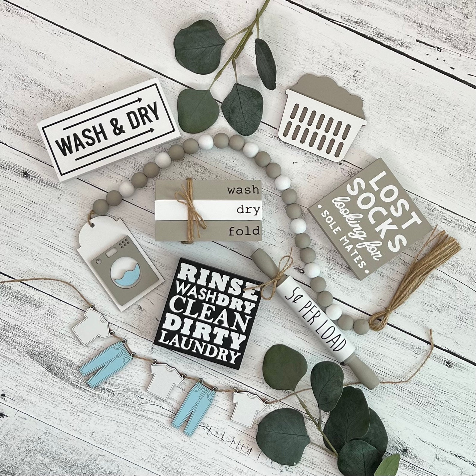 BUNDLE // Laundry Room Themed Tiered Tray Decor // Laundry Themed Signs ...