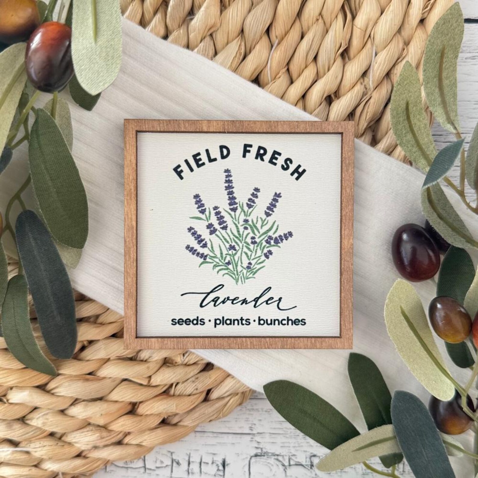 Mini Framed Lavender Sign // Field Fresh Lavender Sign // Mini Summer ...