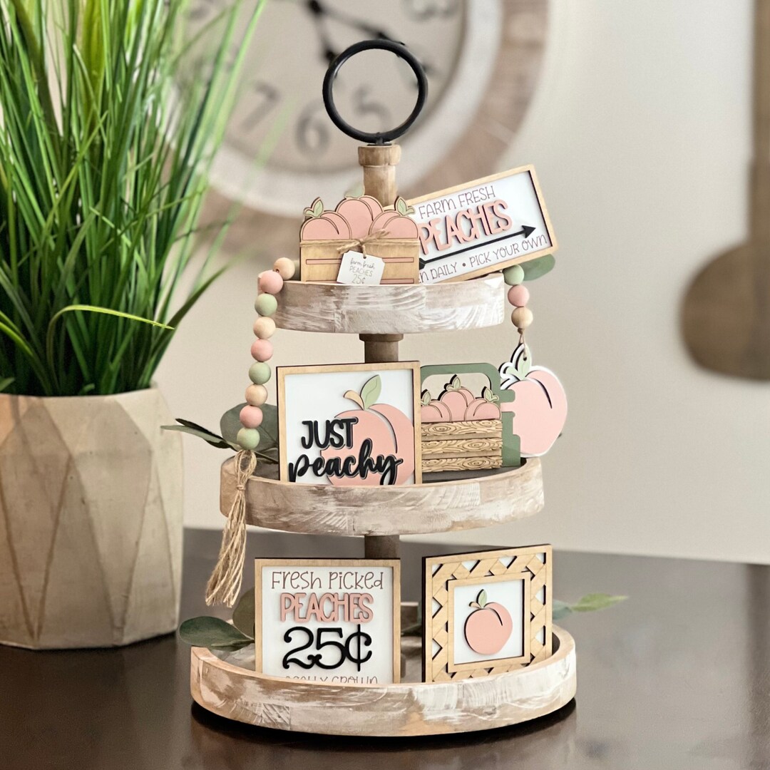 BUNDLE // Peach Themed Tiered Tray Decor // Peach Themed Signs ...