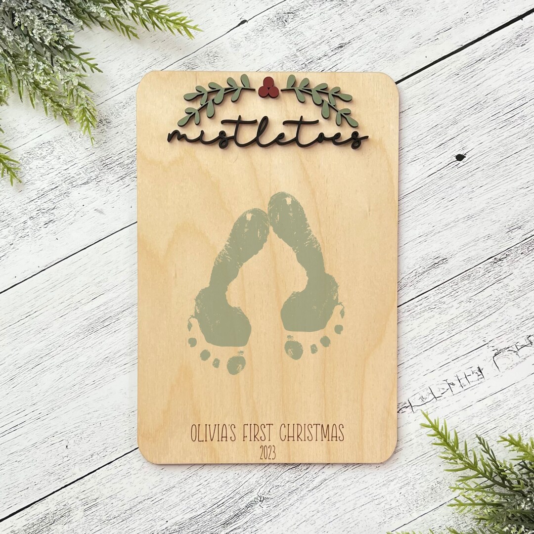 Baby Christmas Footprint Sign // Baby Feet Christmas Sign // Newborn ...