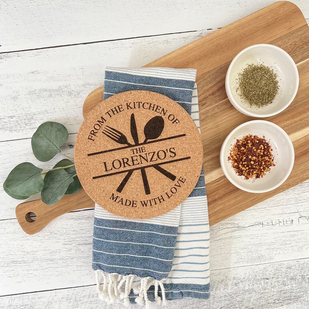 Personalized Cork Trivet // Personalized Pot Holder // Engraved Cork ...