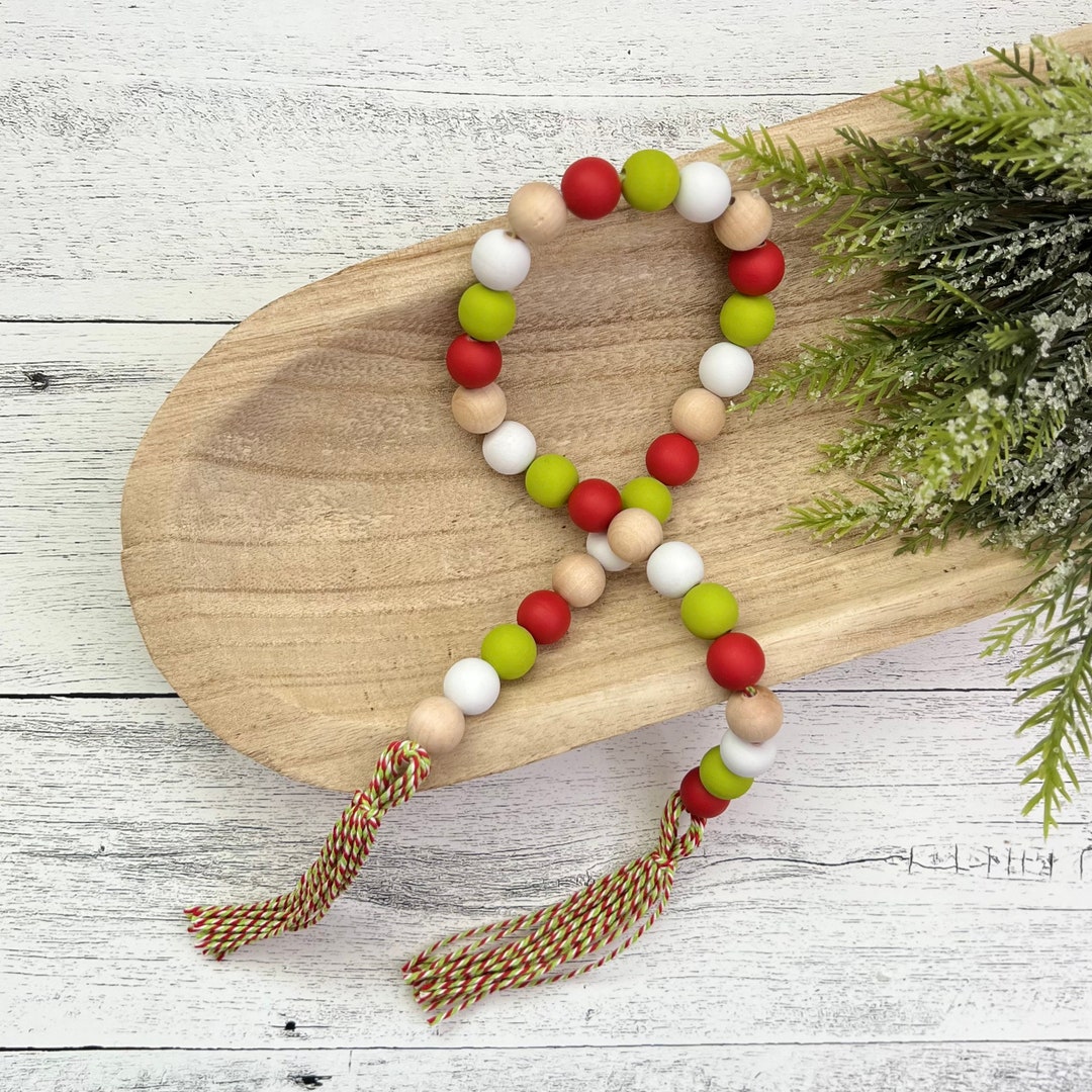 Elf Themed Wooden Bead Garland // Farmhouse Beads // Farmhouse Decor ...
