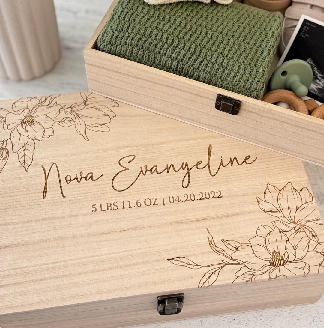 Personalized Baby Keepsake Box // Custom Baby Memory Box // Engraved ...