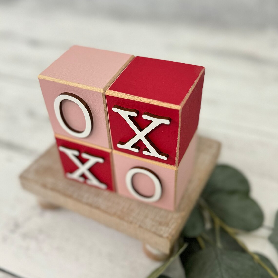 SET // Valentine's Day Stacking Wooden Blocks // Valentine's Day Tiered ...