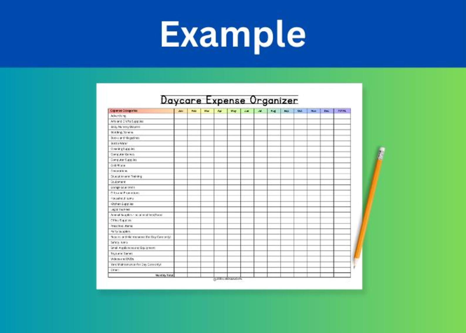 Daycare Expense Organizer: Child Care Business Template (printable) - Etsy