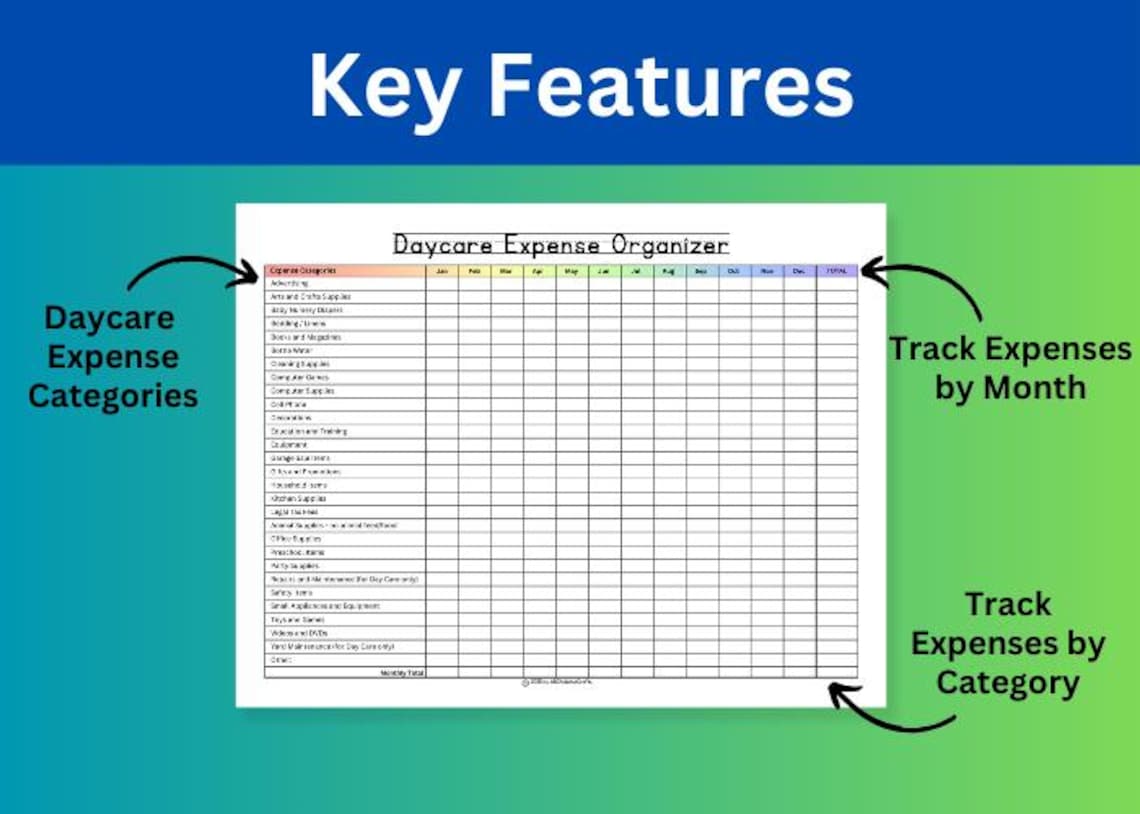 Daycare Expense Organizer: Child Care Business Template (printable) - Etsy
