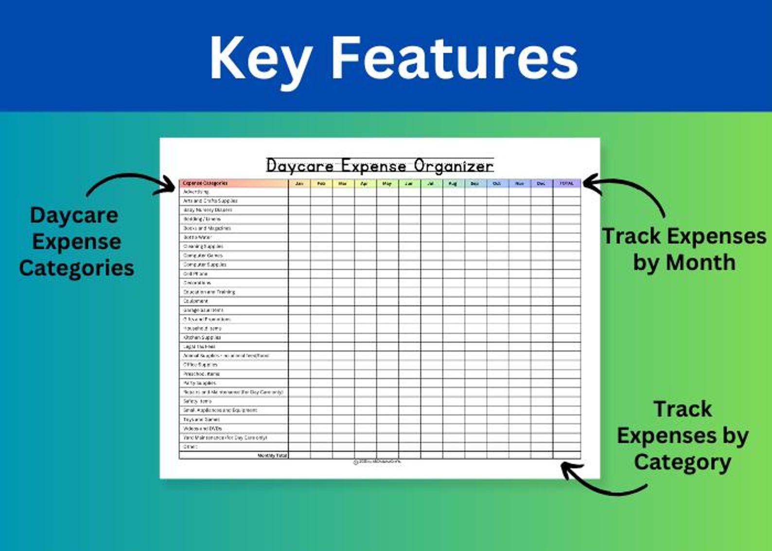 Daycare Expense Organizer: Child Care Business Template (printable) - Etsy