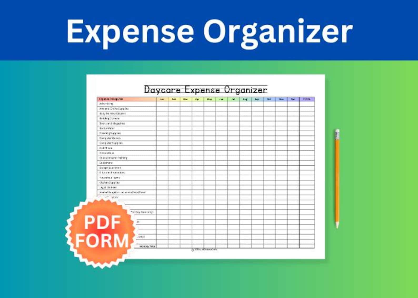 Daycare Expense Organizer: Child Care Business Template (printable) - Etsy