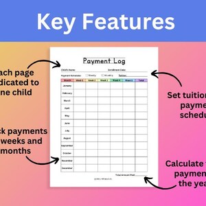 Daycare Payment Log: Printable Child Care Payment Tracker (fillable PDF ...