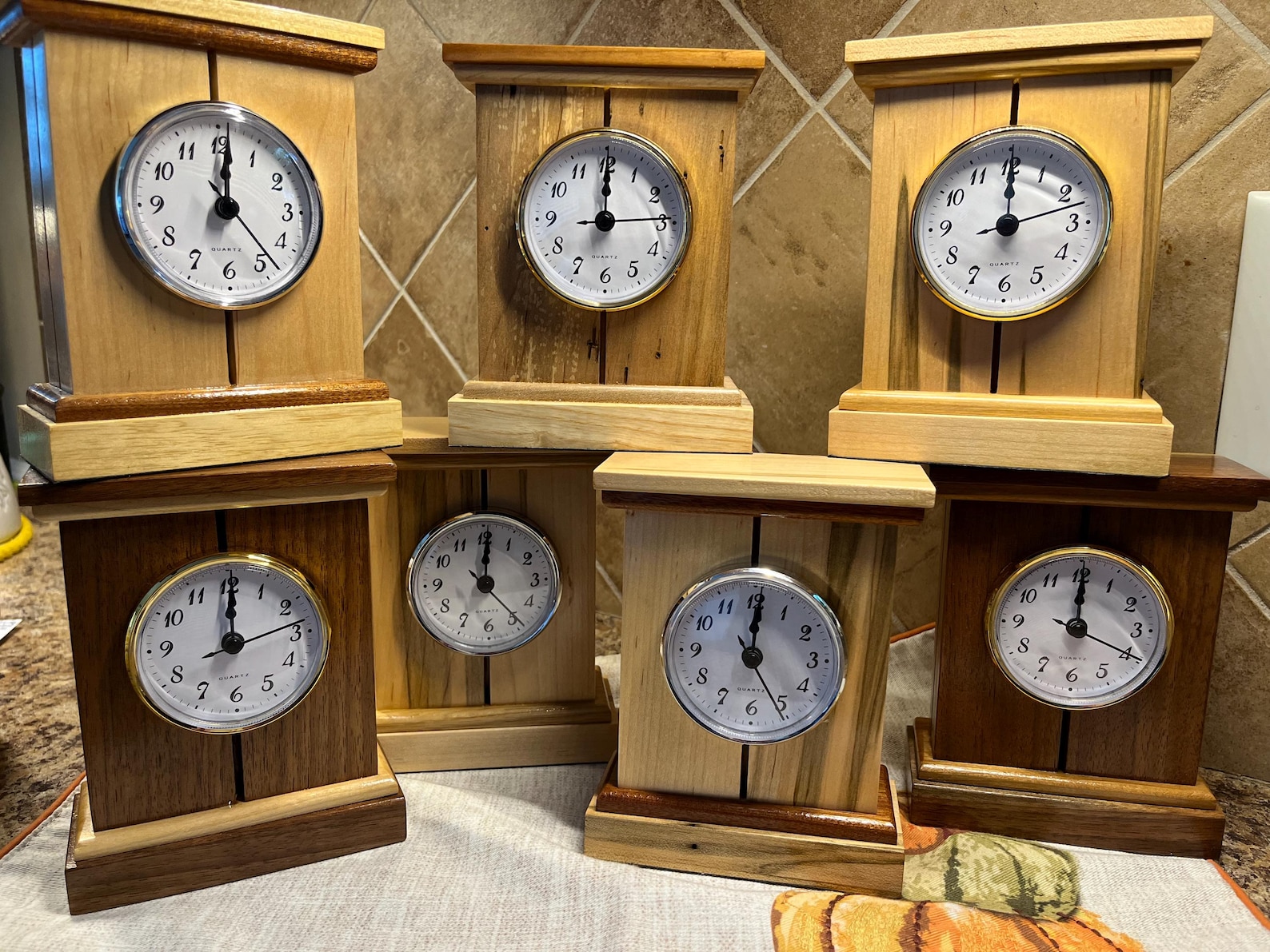 Mini Desktop Clock Cute Small HANDMADE in USA Cherry Gorgeous Wood Co ...