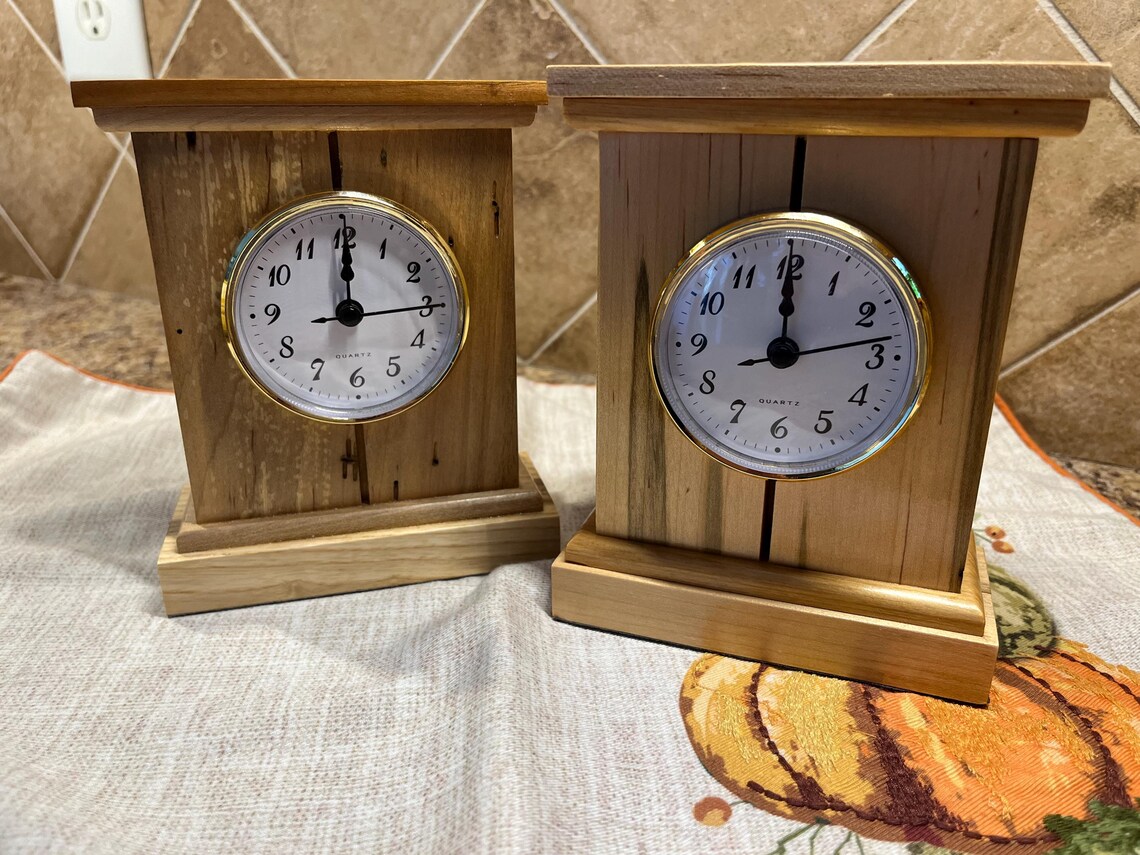 Mini Desktop Clock Cute Small HANDMADE in USA Cherry Gorgeous Wood Co ...